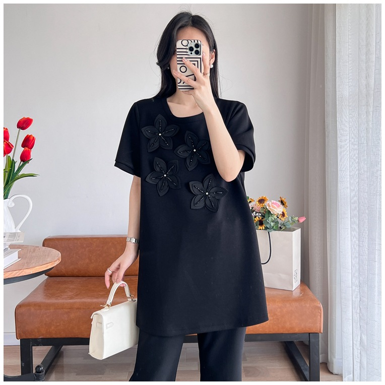 (3XL-9XL) Plus Size Black Floral Tunic Blouse (EXTRA BIG SIZE) – Pluspreorder