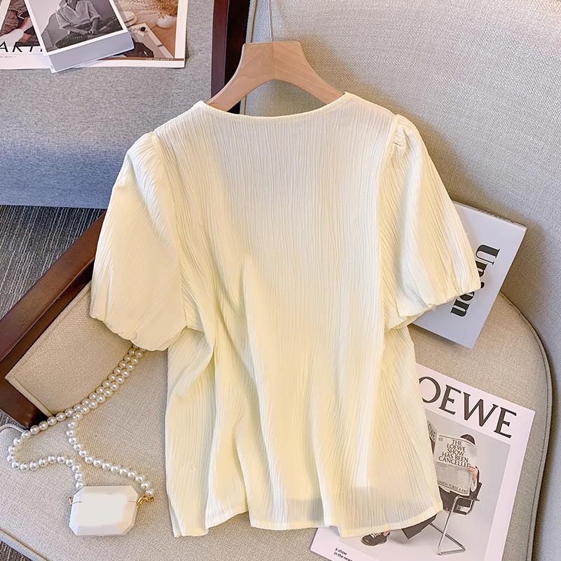 Plus Size Korean Buttons Square Neck Blouse Pluspreorder