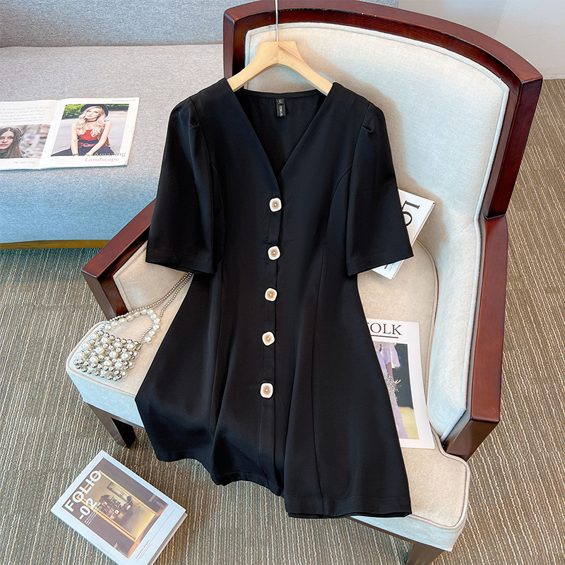 Plus Size Square Buttons V Neck Dress Extra Big Size Pluspreorder