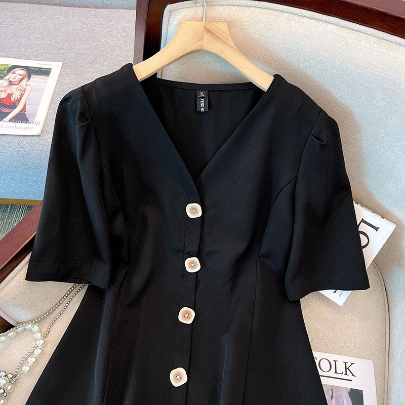 Plus Size Square Buttons V Neck Dress Extra Big Size Pluspreorder