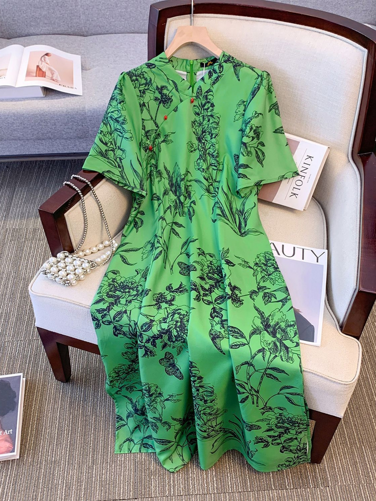 (2XL-6XL) Plus Size Green Modern Qipao (EXTRA BIG SIZE) – Pluspreorder