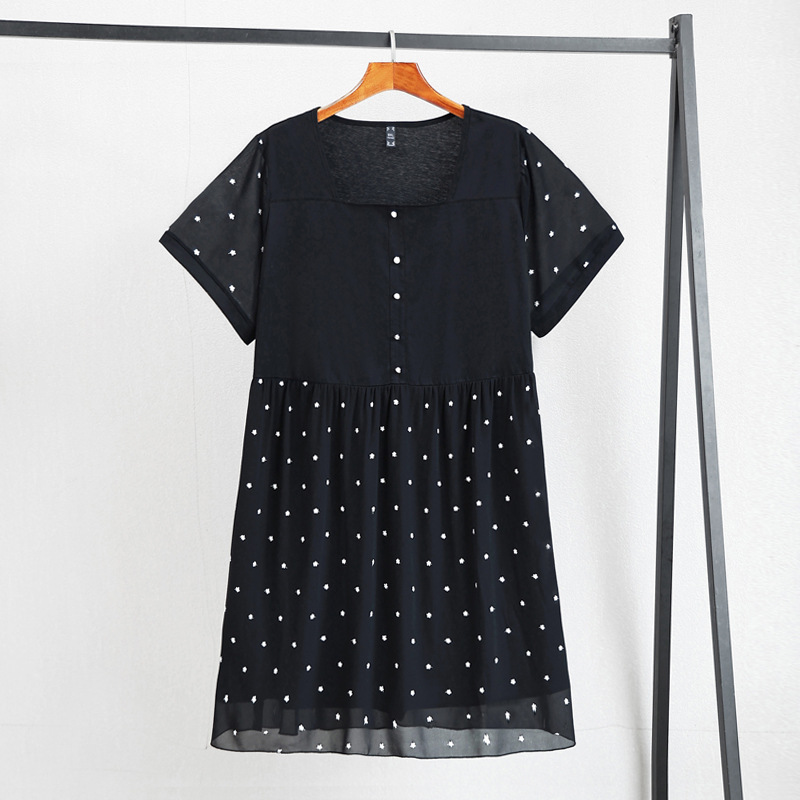 (4XL-10XL) Plus Size Black Chiffon Short Sleeve Dress (EXTRA BIG SIZE ...
