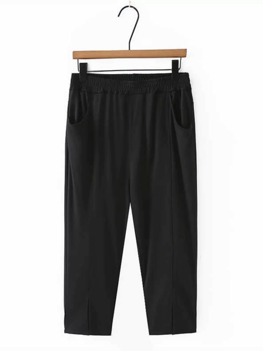 (4XL-6XL) Plus Size Cooling Black Capri Pants (EXTRA BIG SIZE ...