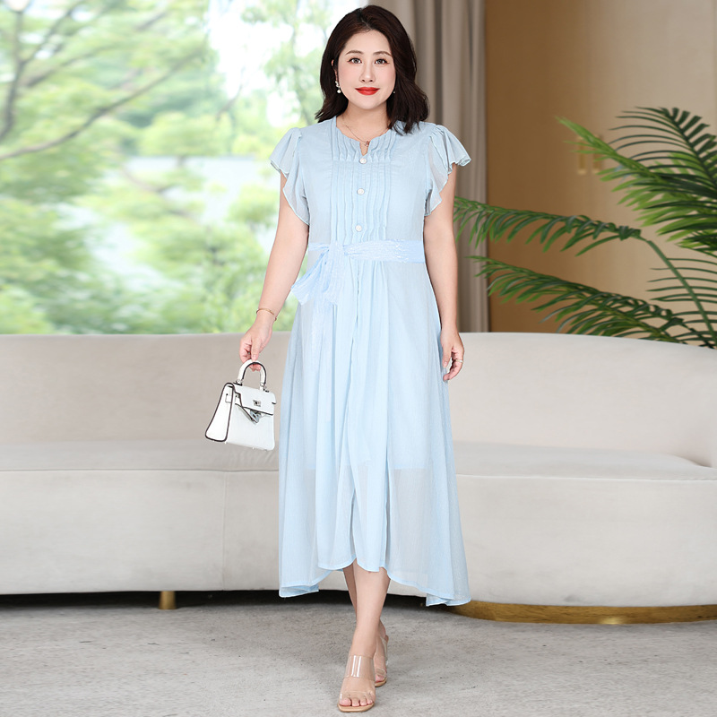 (4XL-8XL) Plus Size Notch Neck Flutter Sleeve Dress (EXTRA BIG SIZE ...