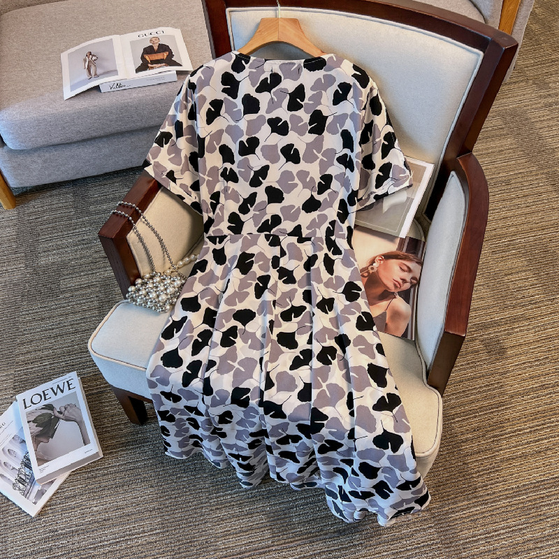 (4XL-8XL) Plus Size Square Neck Leaf Print Dress (EXTRA BIG SIZE ...