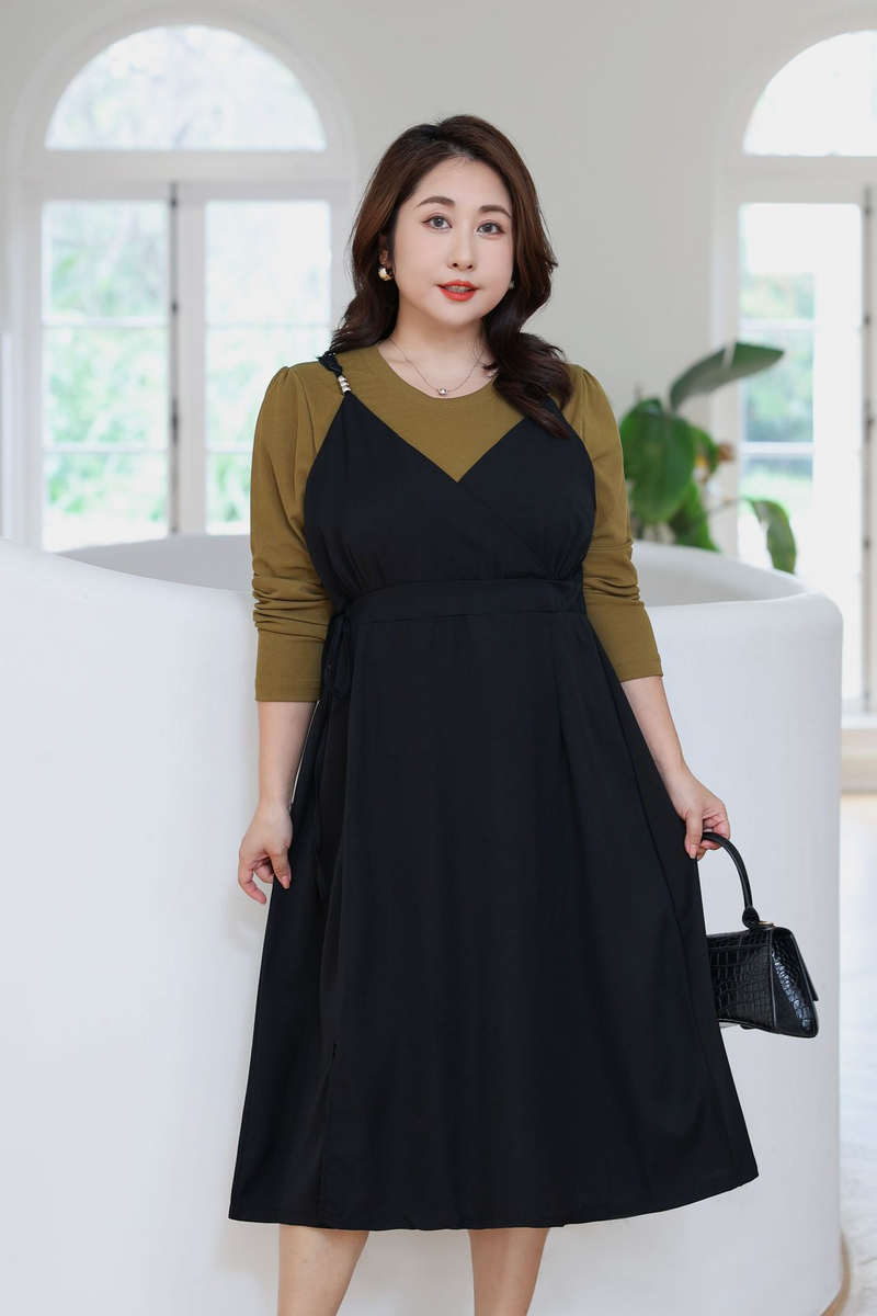 (5XL-8XL) Plus size long sleeve tee and sleeveless dress set (EXTRA BI ...