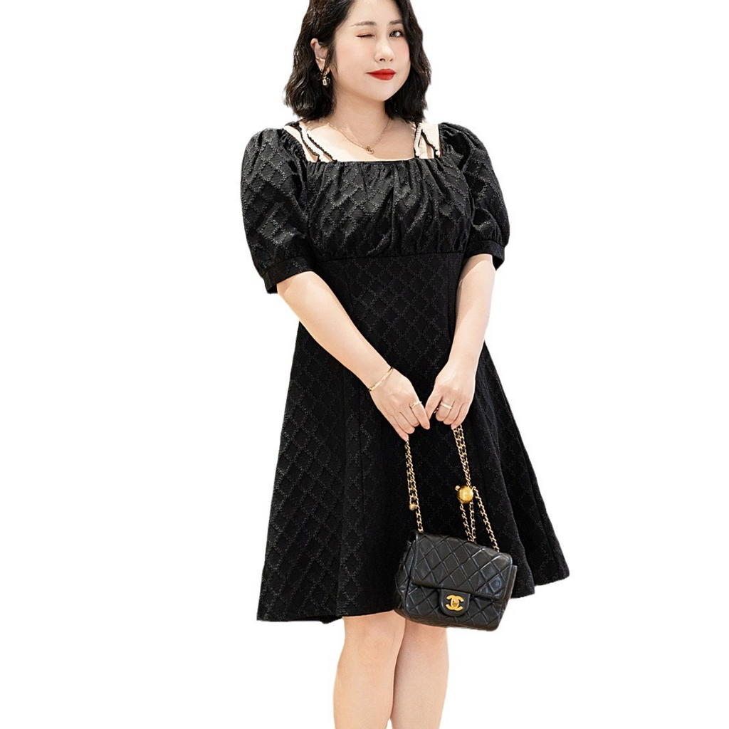 (6XL-9XL) Plus Size Korean Pearls Square Neck Dress (EXTRA BIG SIZE ...