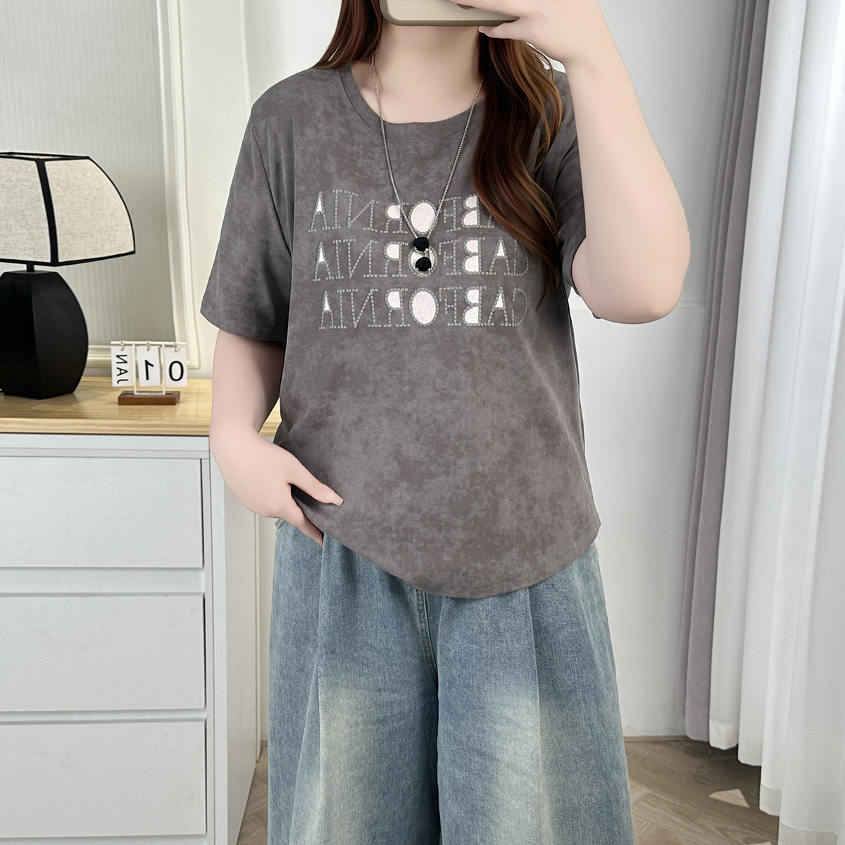 Plus Size Acid Wash Print T Shirt – Pluspreorder