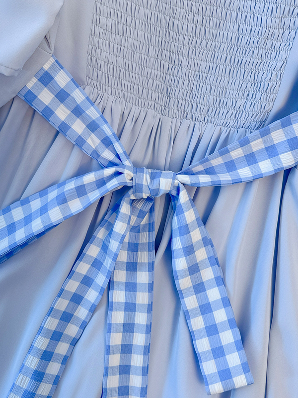 Plus Size Baby Blue Square Neck Chiffon Dress (EXTRA BIG SIZE ...