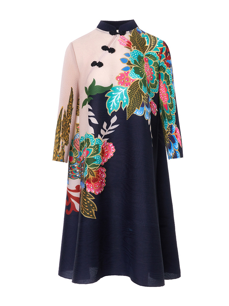 Plus Size Batik Floral Pleats Cheongsam – Pluspreorder