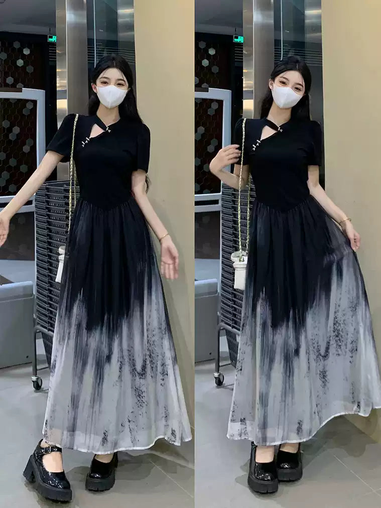 Plus Size Black Goth Chinese Qipao Dress – Pluspreorder