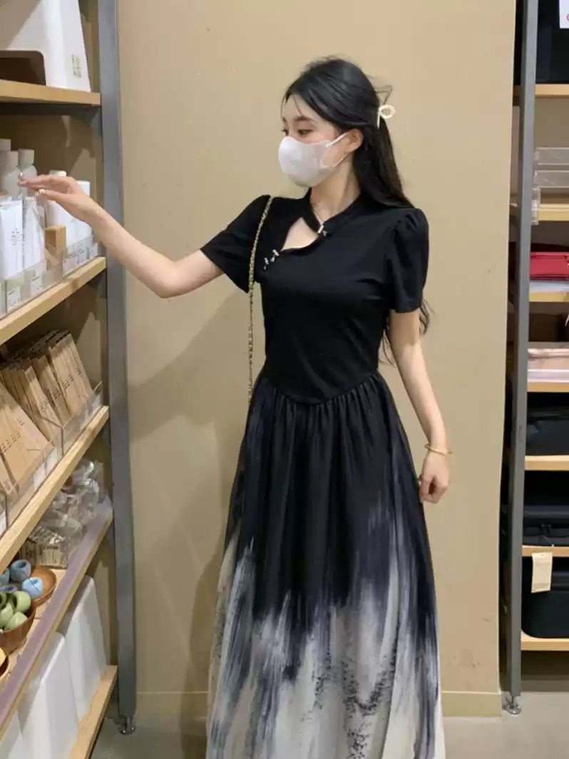 Plus Size Black Goth Chinese Qipao Dress – Pluspreorder