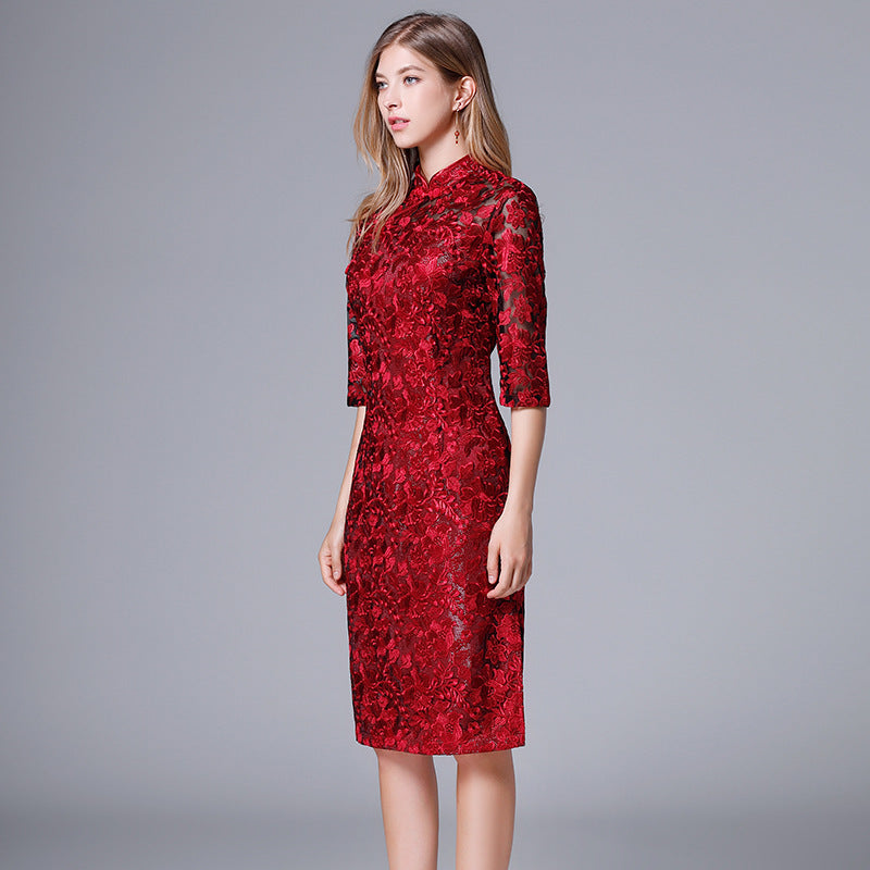 Plus Size Formal Stunning Lace Cheongsam – Pluspreorder