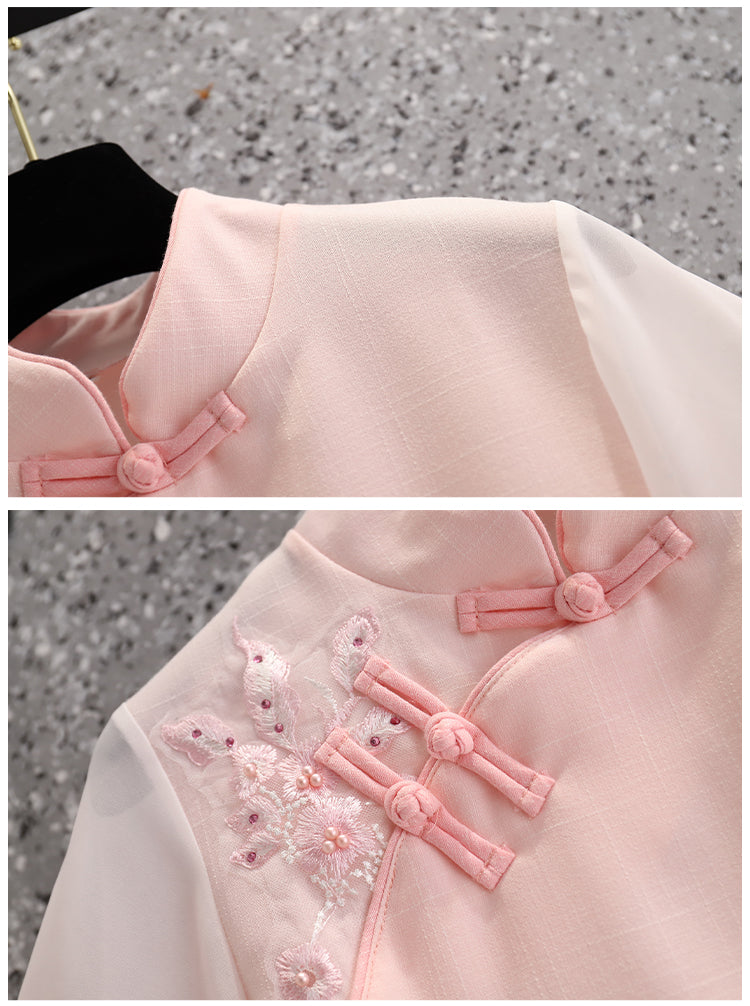 Plus Size Chinese Cheongsam Blouse and Matching Skirt Set – Pluspreorder