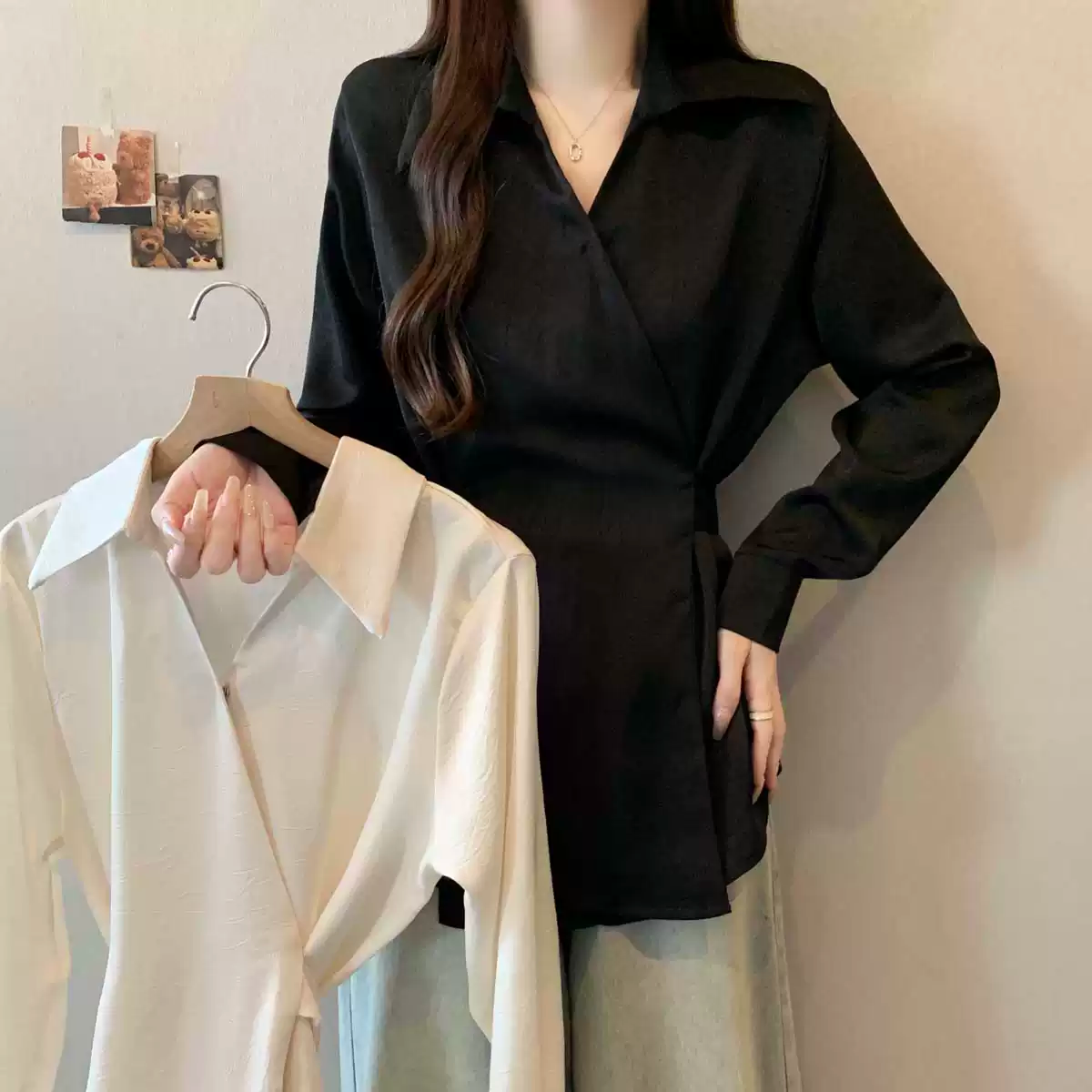 Plus Size Classy Wrap Long Sleeve Shirt Blouse – Pluspreorder
