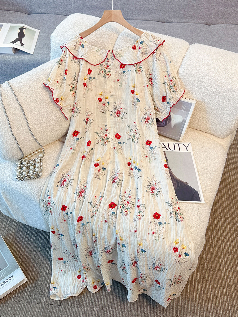 Plus Size Collar Ditsy Floral Vintage Dress (EXTRA BIG SIZE) – Pluspreorder