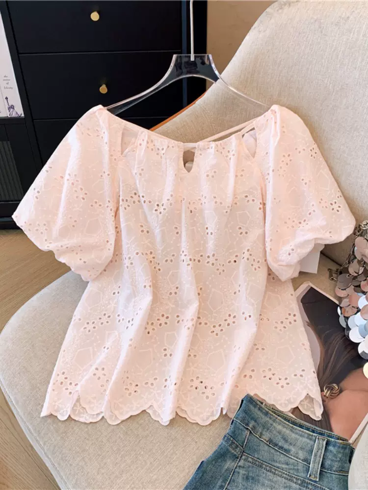 Plus Size Cotton Lace A Line Blouse – Pluspreorder