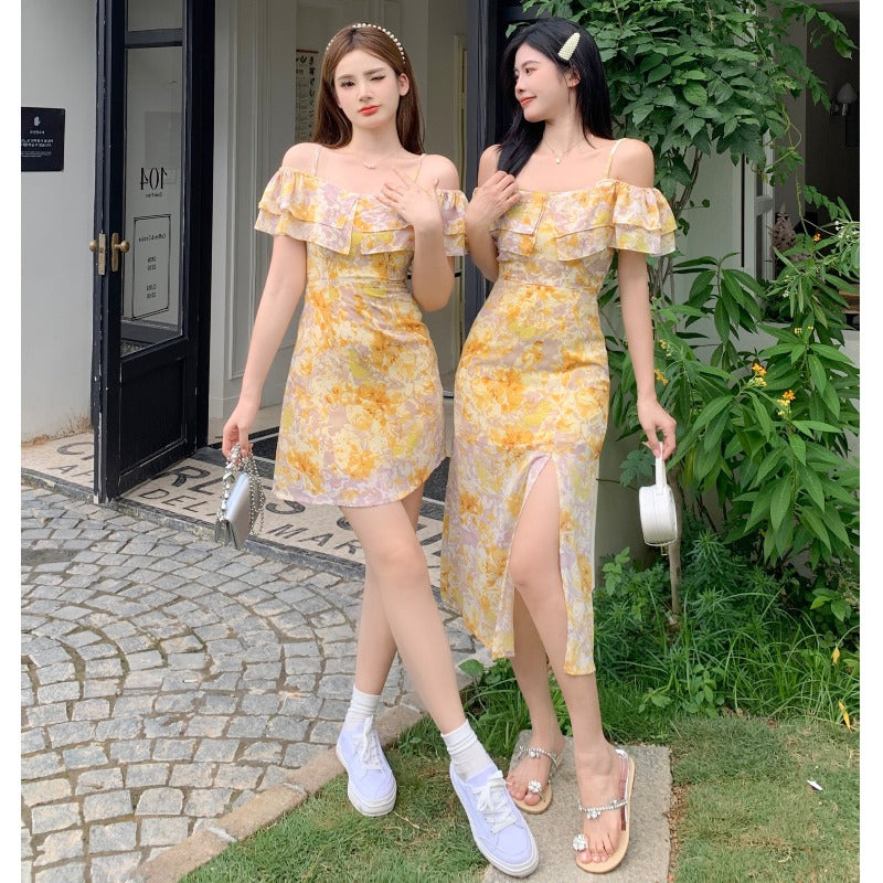 Plus Size Korean Yellow Off Shoulder Pencil Dress – Pluspreorder