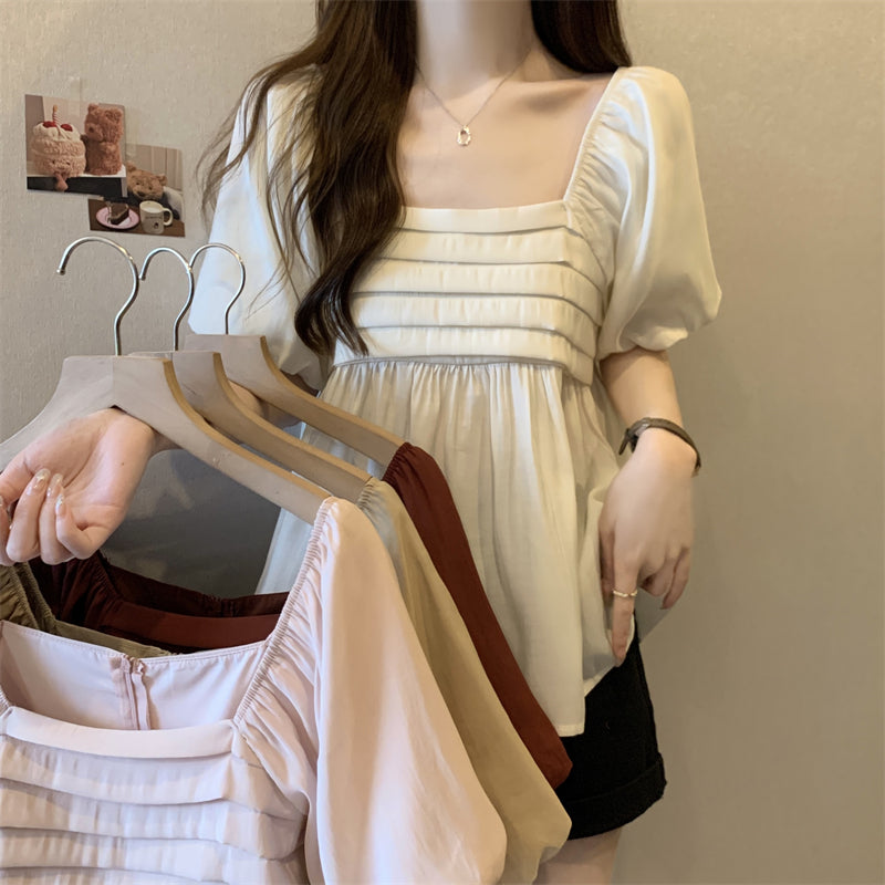 Plus Size Korean Square Neck Babydoll Blouse – Pluspreorder