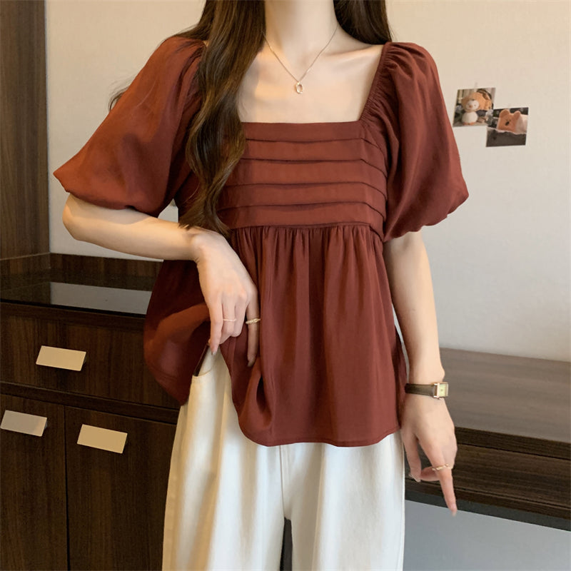 Plus Size Korean Square Neck Babydoll Blouse – Pluspreorder