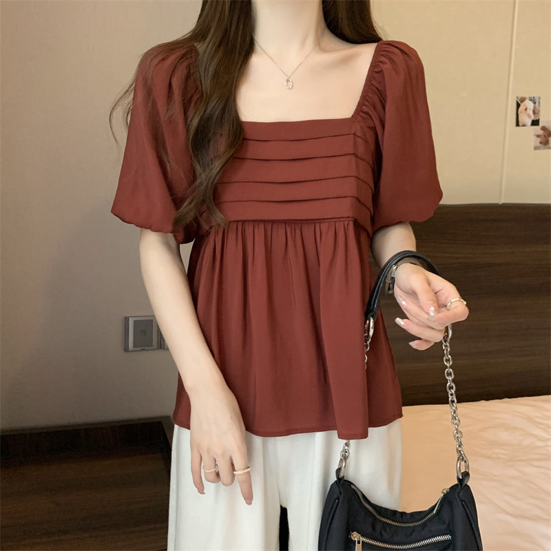 Plus Size Korean Square Neck Babydoll Blouse – Pluspreorder
