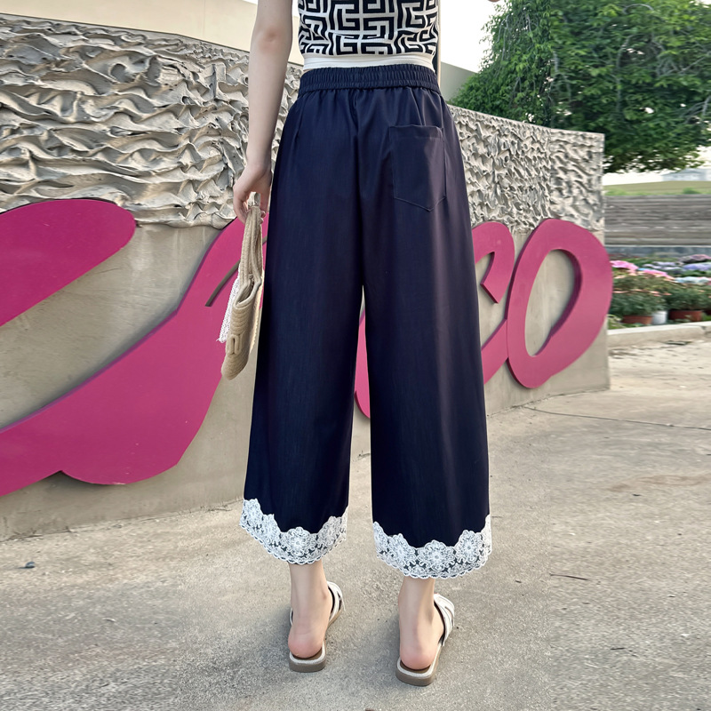 Plus Size Lace Hem Wide Leg Pants (Capri Length) (EXTRA BIG SIZE ...