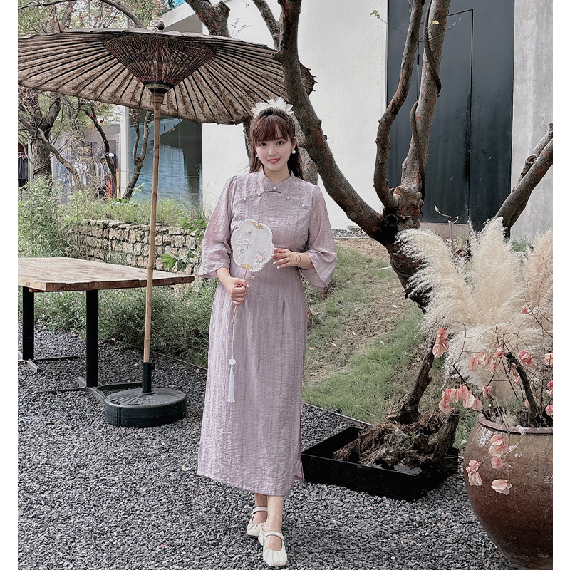 Plus Size Lavender Purple Cheongsam Dress – Pluspreorder