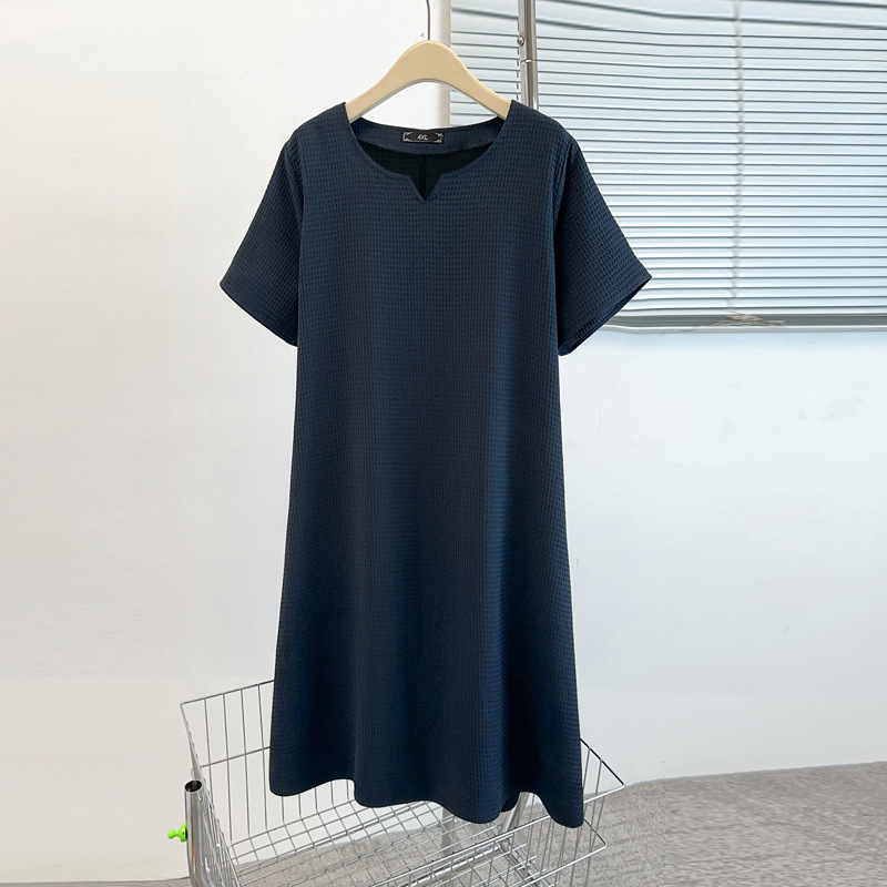 Plus Size Notch Neck Short Sleeve Shift Dress (EXTRA BIG SIZE ...