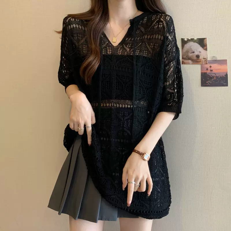 Plus Size Open Knit Throwover Top – Pluspreorder