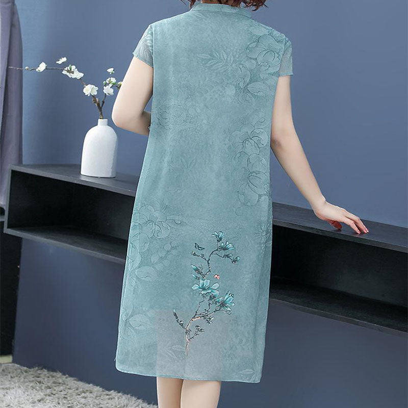 (XL-7XL) Plus Size Chiffon Layer Qipao Dress – Pluspreorder