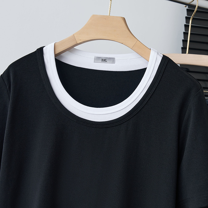 Plus Size Ringer Short Sleeve Blouse (EXTRA BIG SIZE) – Pluspreorder