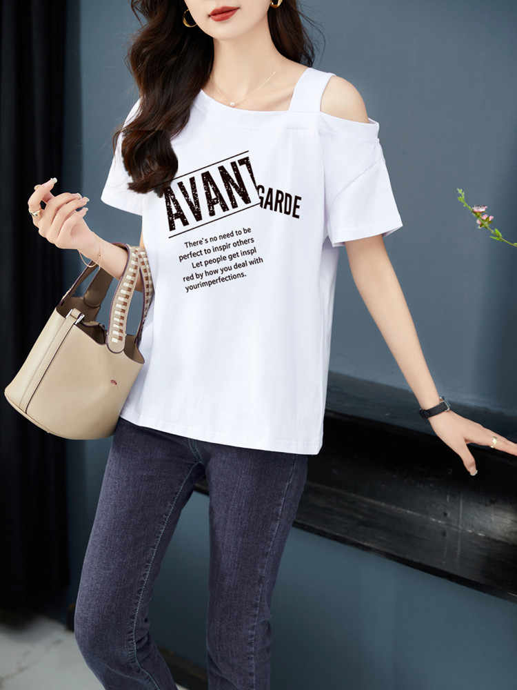 Plus Size Graphic Single Off Shoulder T Shirt (EXTRA BIG SIZE ...