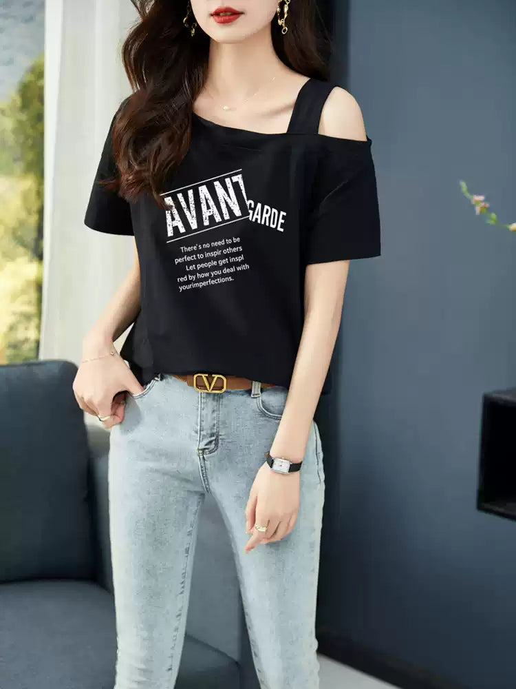 Plus Size Graphic Single Off Shoulder T Shirt (EXTRA BIG SIZE ...