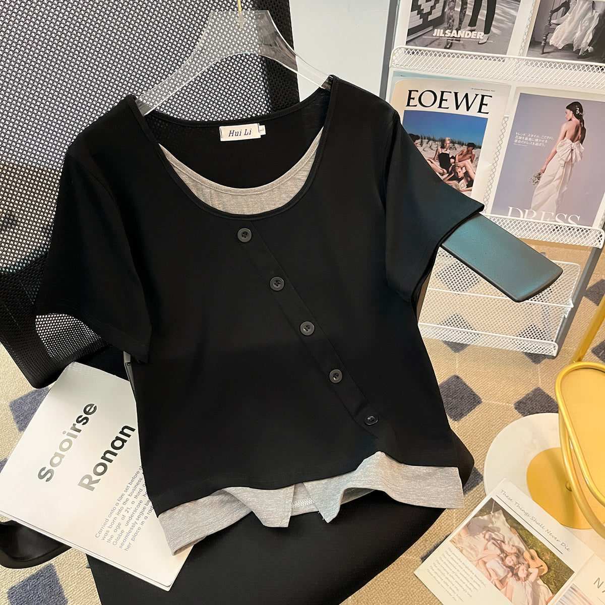 Plus Size Henley Buttons Layer Tee – Pluspreorder