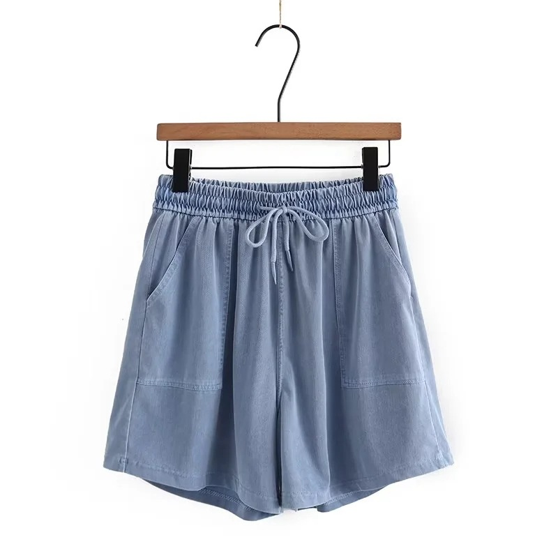 Plus Size Tencel Denim Drawstring Shorts – Pluspreorder
