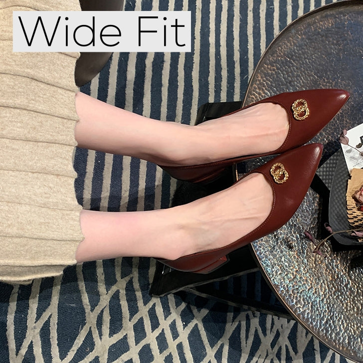 Plus size wide width pointed ballet flats low heel – Pluspreorder