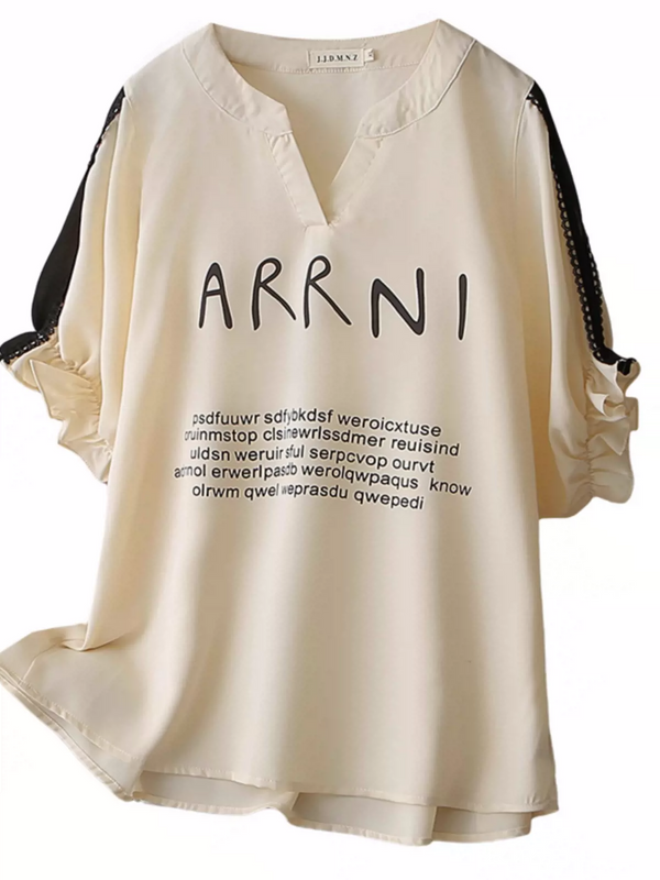 Plus Size Words Notch Neck Blouse (Extra Big Size) – Pluspreorder