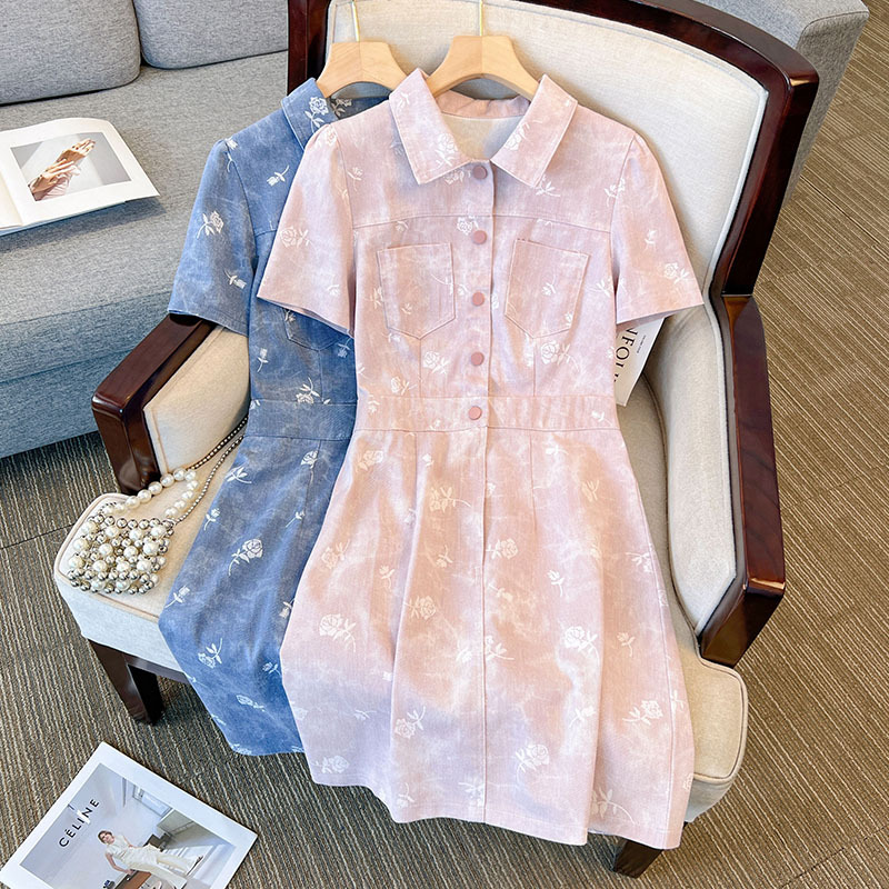 (XL-7XL) Plus Size Rose Denim Shirt Dress (EXTRA BIG SIZE) – Pluspreorder