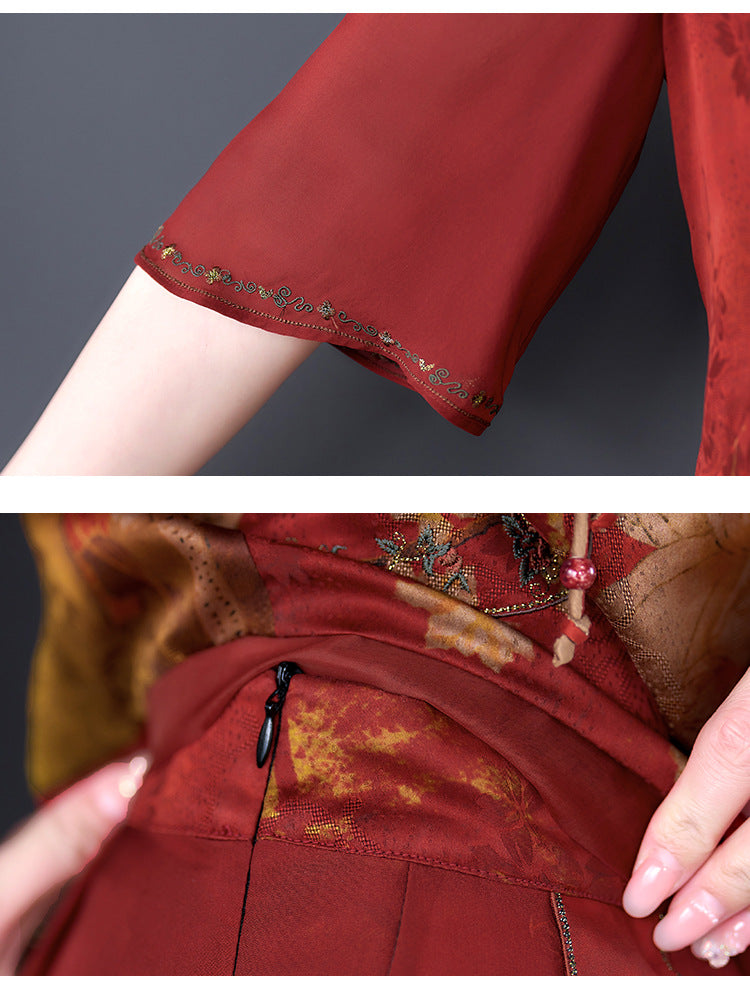 Plus Size Oriental Cheongsam Blouse and Skirt Set – Pluspreorder