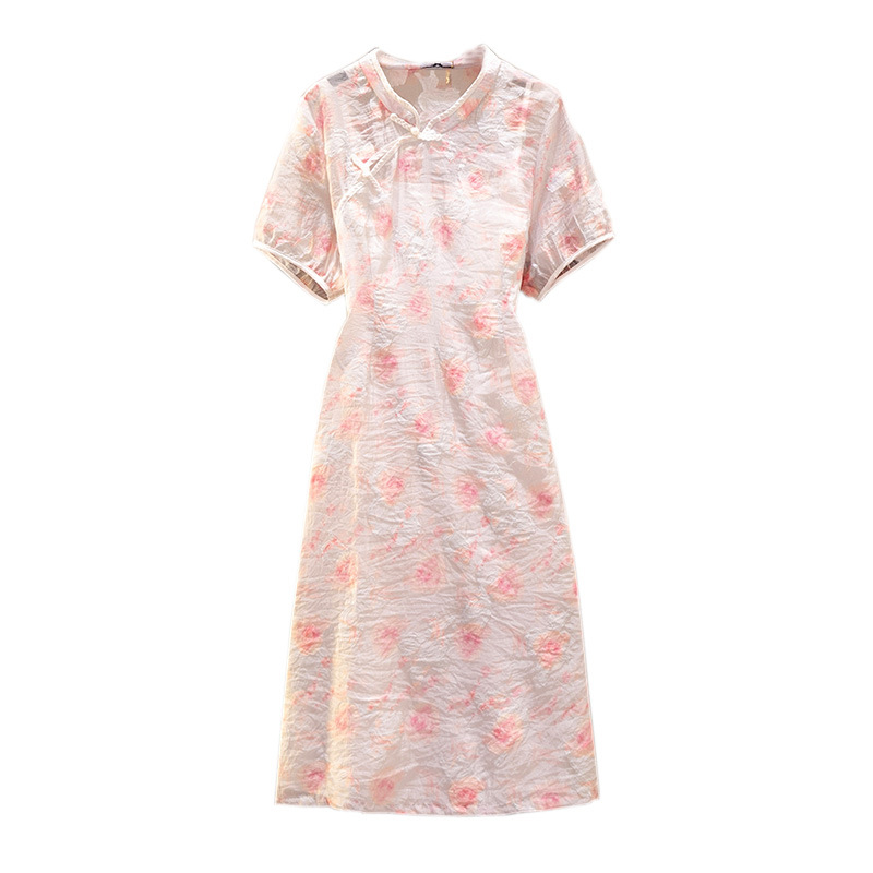 (2XL-6XL) Plus Size Pink Floral Cheongsam Qipao Dress (Extra Big Size ...