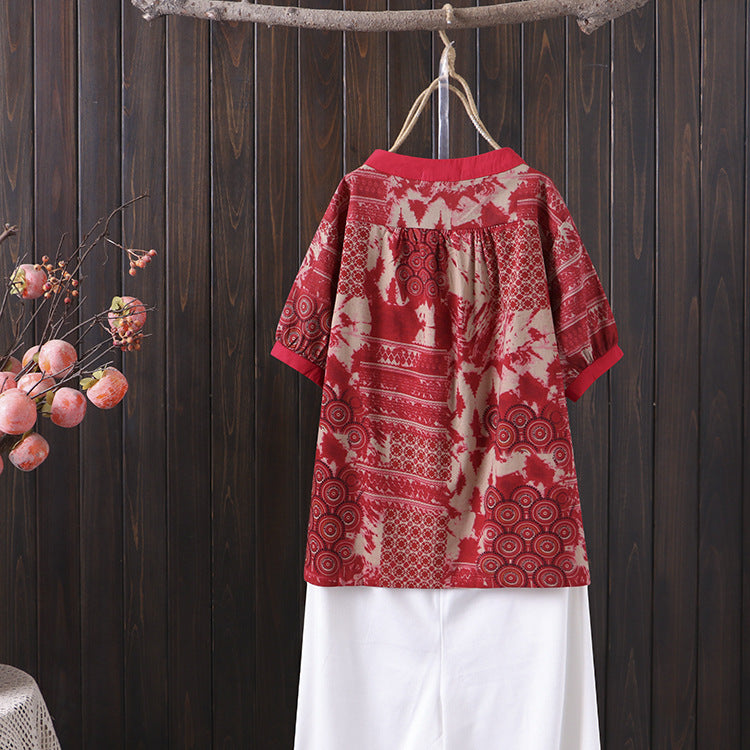 Plus Size Chinese Oriental Short Sleeve Blouse – Pluspreorder