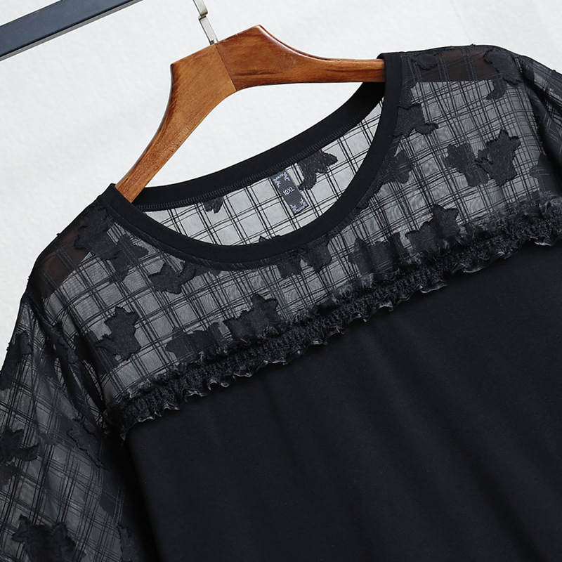 (4XL-10XL) Plus Size Hex See-Through Shoulder Short Sleeve Top (EXTRA ...