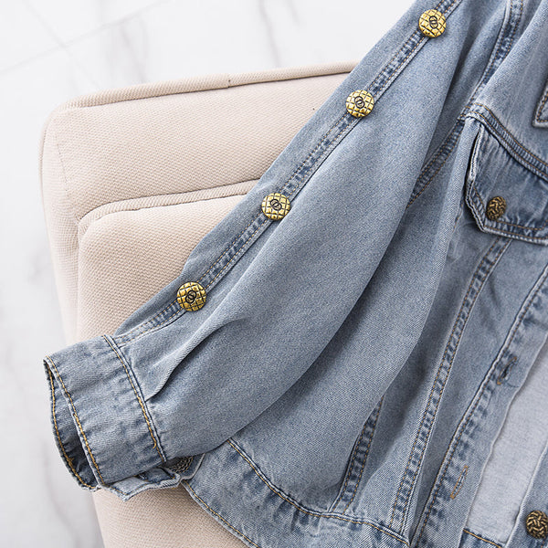 Plus Size Buttons Denim Jacket – Pluspreorder