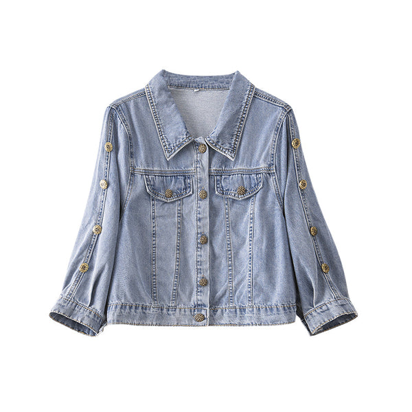 Plus Size Buttons Denim Jacket – Pluspreorder