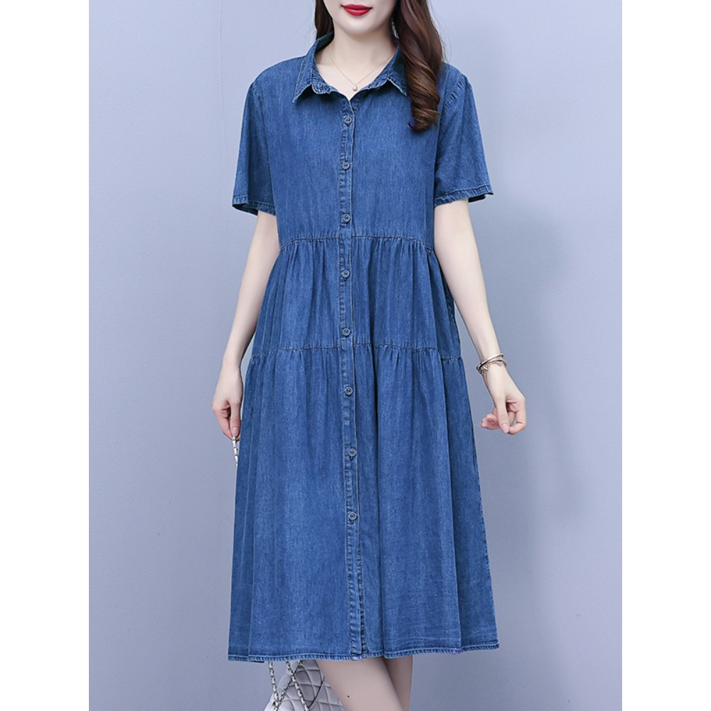 Plus Size Denim Tier Shirt Dress – Pluspreorder