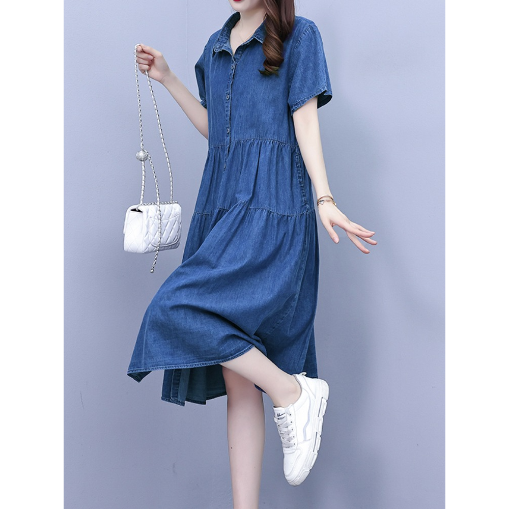 Plus Size Denim Tier Shirt Dress – Pluspreorder