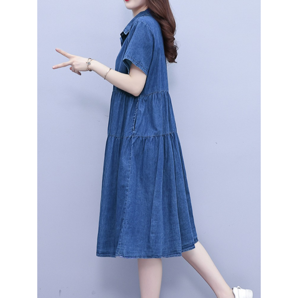 Plus Size Denim Tier Shirt Dress – Pluspreorder
