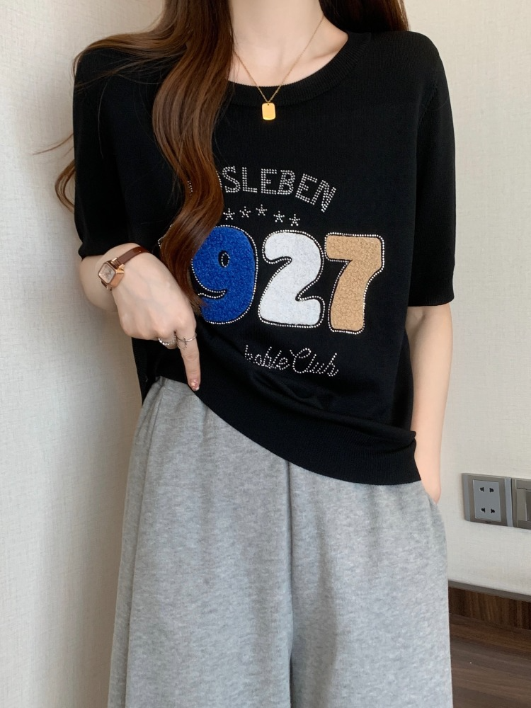 Plus Size Embellished Words Knit Blouse – Pluspreorder