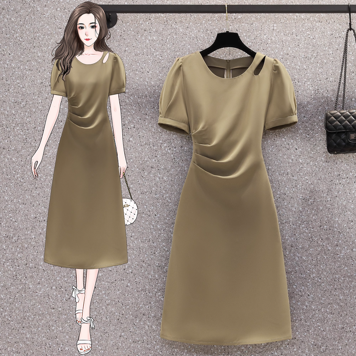 Plus Size Gathered Cut Out Drape Dress – Pluspreorder