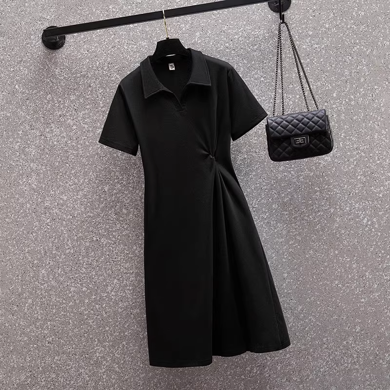 Plus Size Gathered Side Slit Polo T Shirt Dress – Pluspreorder